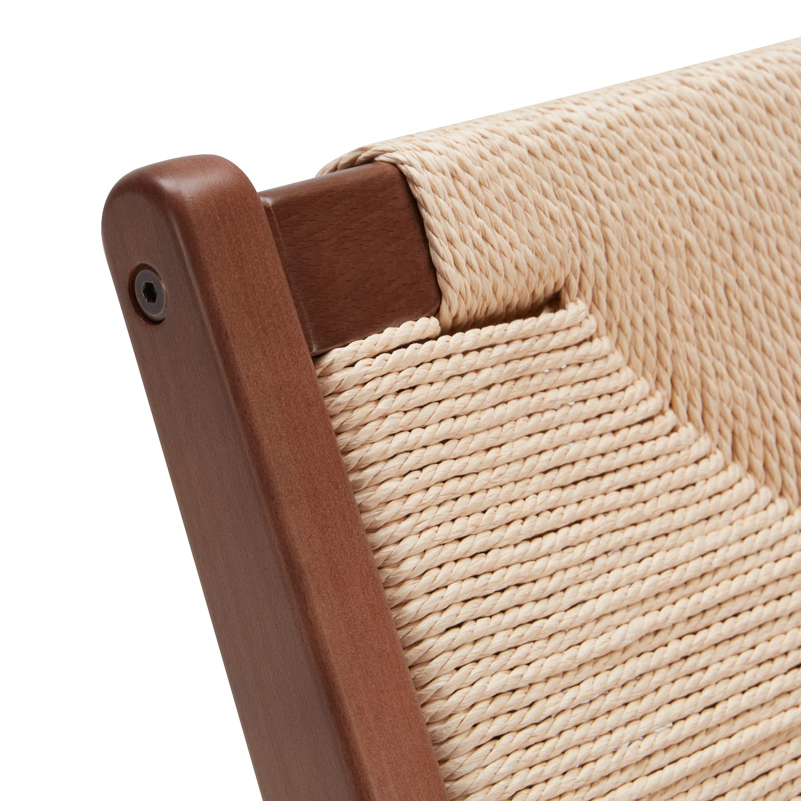 Soohow Braided Jute Woven Weave Seat Beige Modern Boho Living Room,Bedroom Reading Mid Century Accent, Set of 1, Paper Rope/Latte Beech Chair