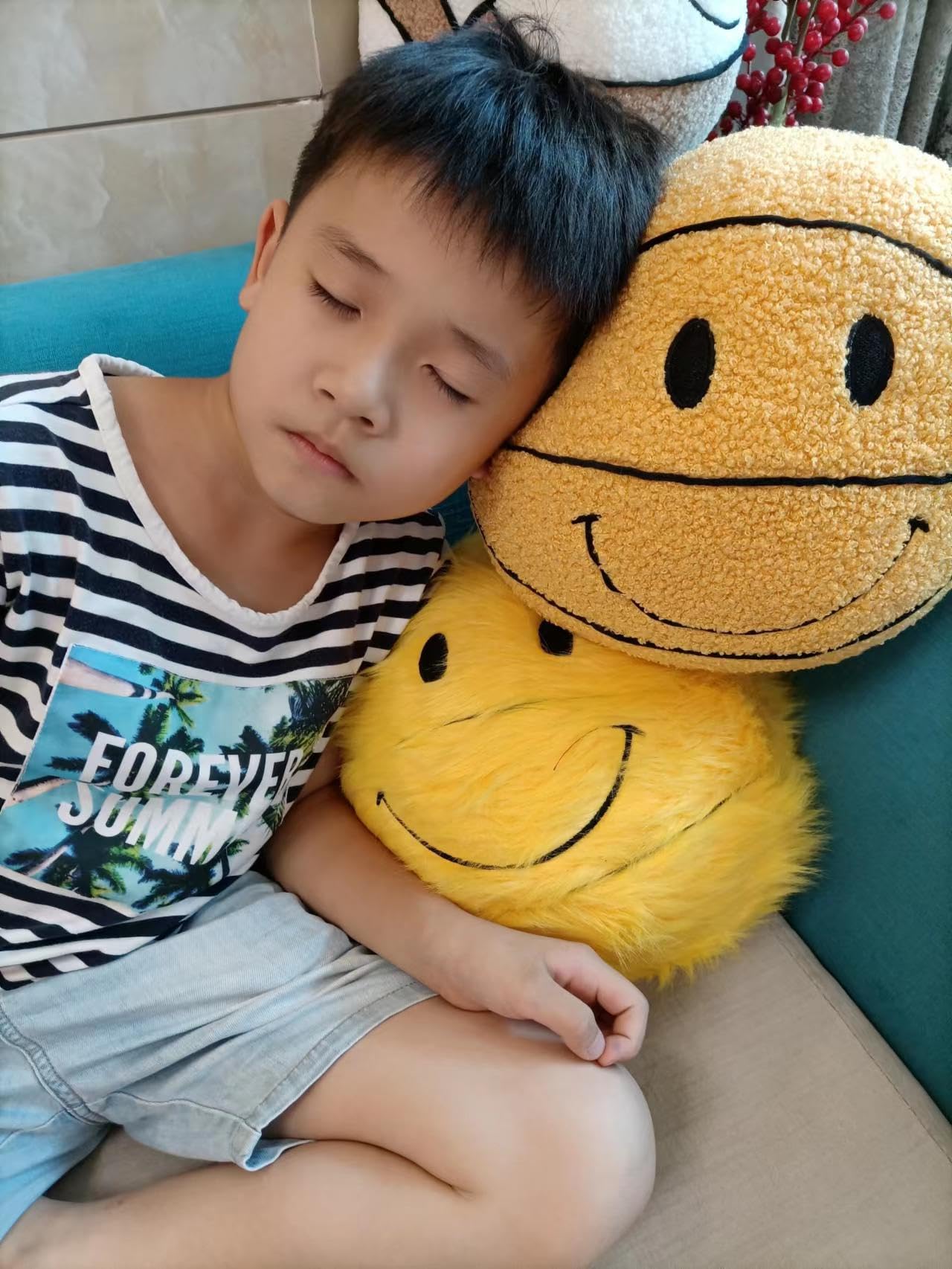 bLwhzfi 11 inch Simple Like-Smile Face Basketball Like-Smile Face Pillow Plush Throw Pillow Gift Home Funny Expression Children's Room Decoration (Cashmere - Yellow)……