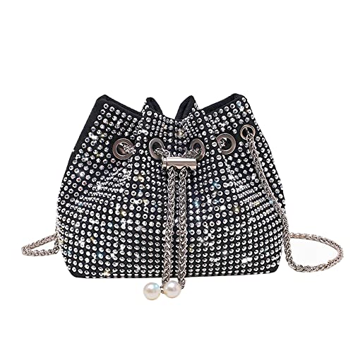 Silver Purse Clutch Rhinestone Evening Crossbody Bags Sparkly for Women Diamond Bling Bag Crystal Handbags Wedding Event (silver black)