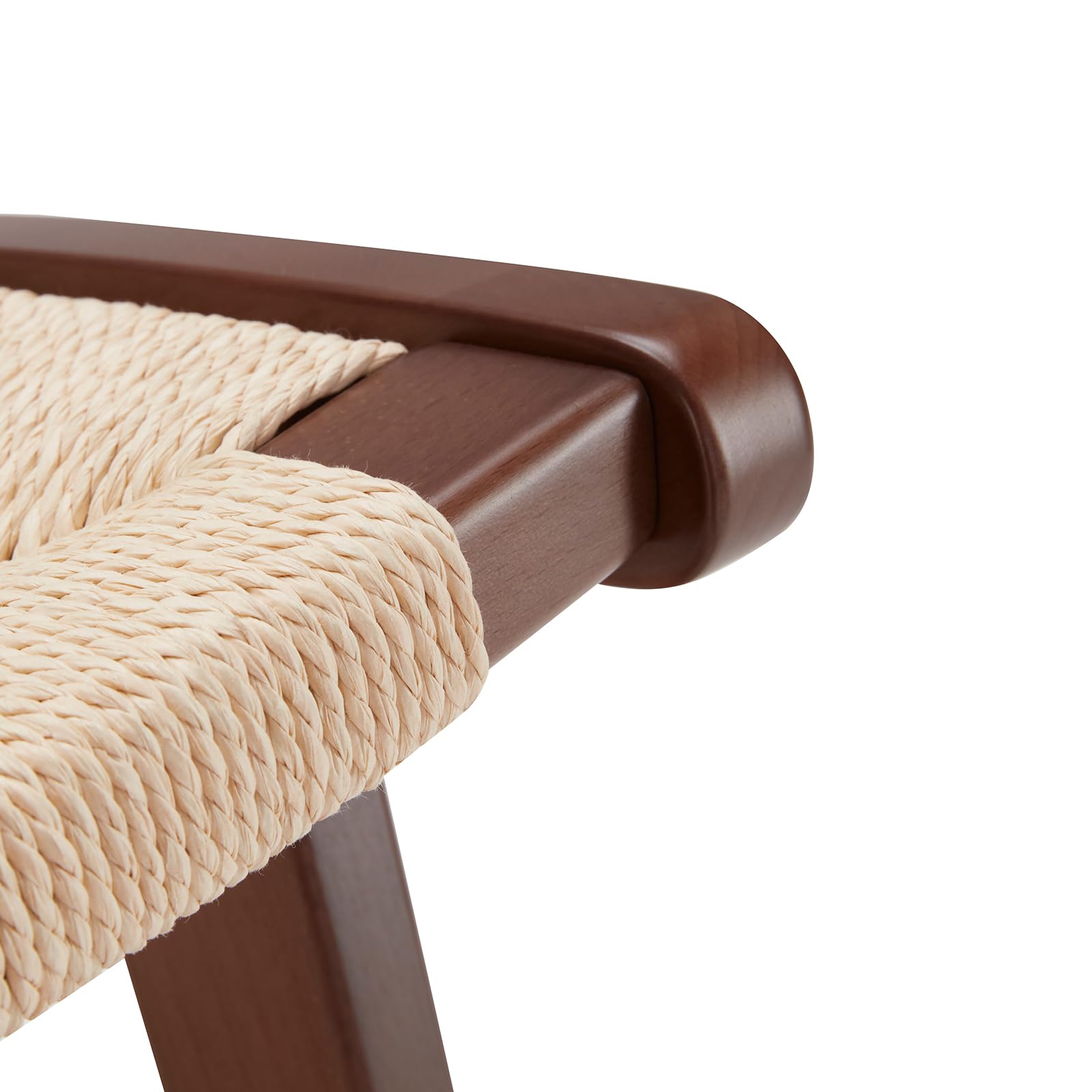 Soohow Braided Jute Woven Weave Seat Beige Modern Boho Living Room,Bedroom Reading Mid Century Accent, Set of 1, Paper Rope/Latte Beech Chair