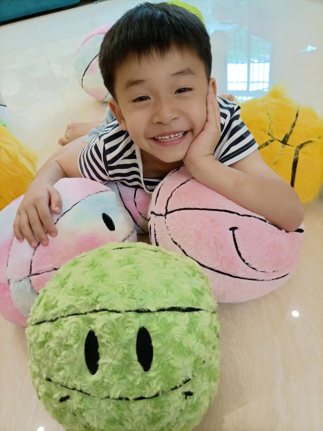 bLwhzfi 11 inch Simple Like-Smile Face Basketball Like-Smile Face Pillow Plush Throw Pillow Gift Home Funny Expression Children's Room Decoration (Cashmere - Yellow)……