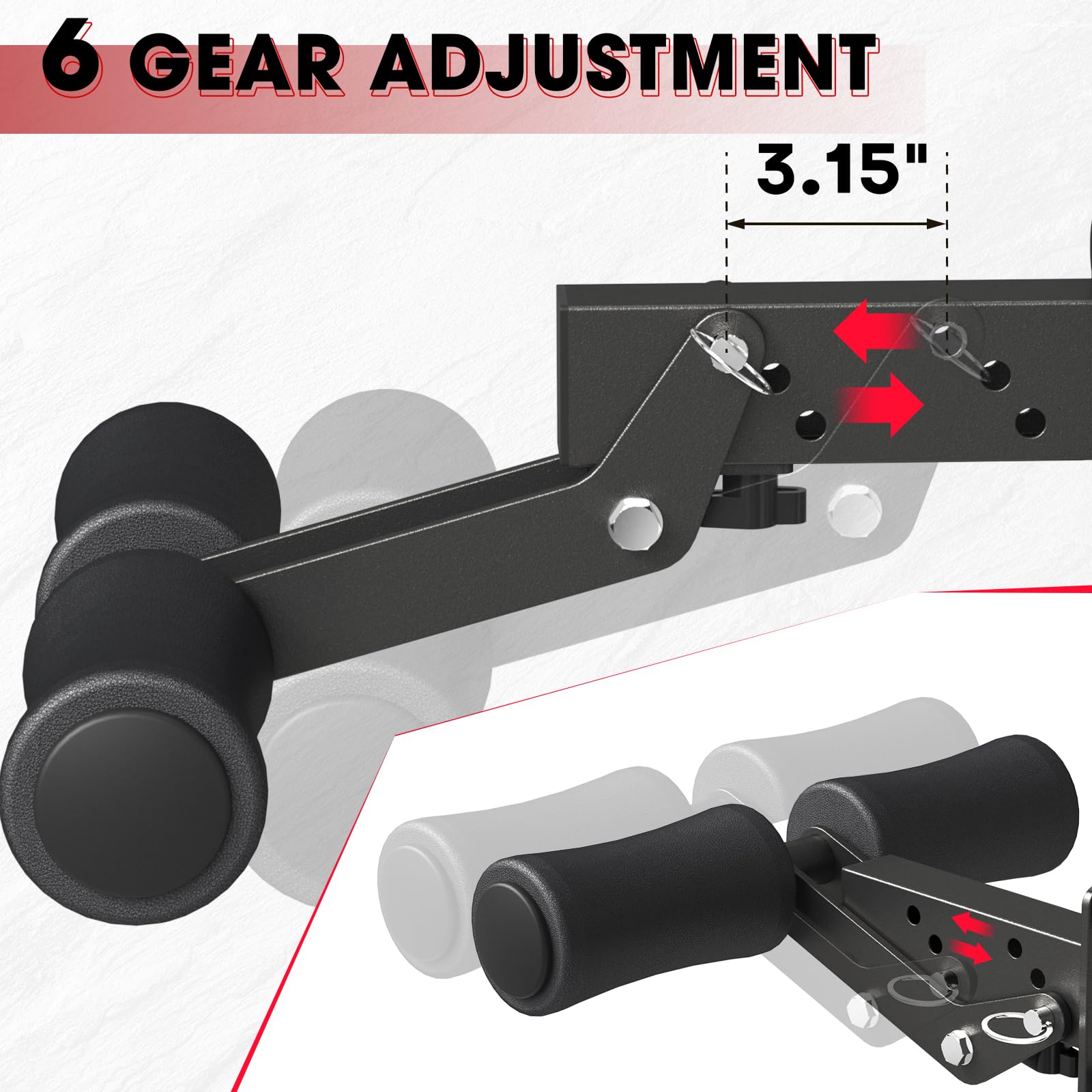 Mikolo Leg Hold Down Attachment for 2'' x2'',2''x 2.75'', 3'' x 3'' Power Cage and Smith Machine, Leg Extension Attachment
