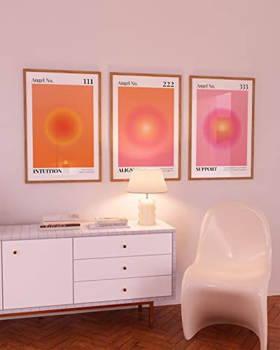 Colorful Angel Number Aura Poster Set of 3 Spiritual Posters Canvas Grainy Gradient Prints Treny Preppy Wall Art Aesthetic Room Decor Affirmation Inspirational Quotes Wall Art for 12x16 Inch Unframed