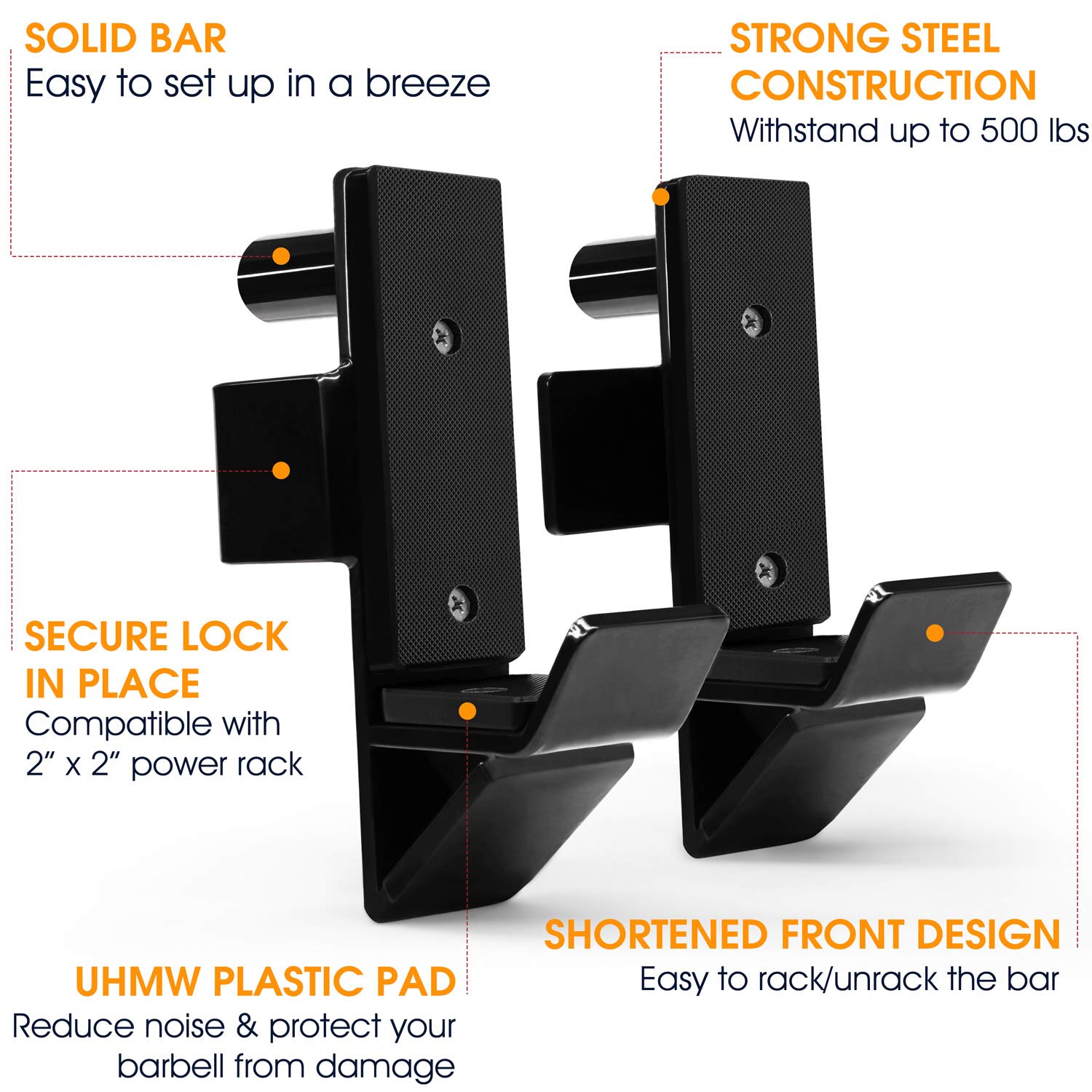 Yes4All Power Rack J-Hooks 2x2 + Weight Holder Attachment 2x2
