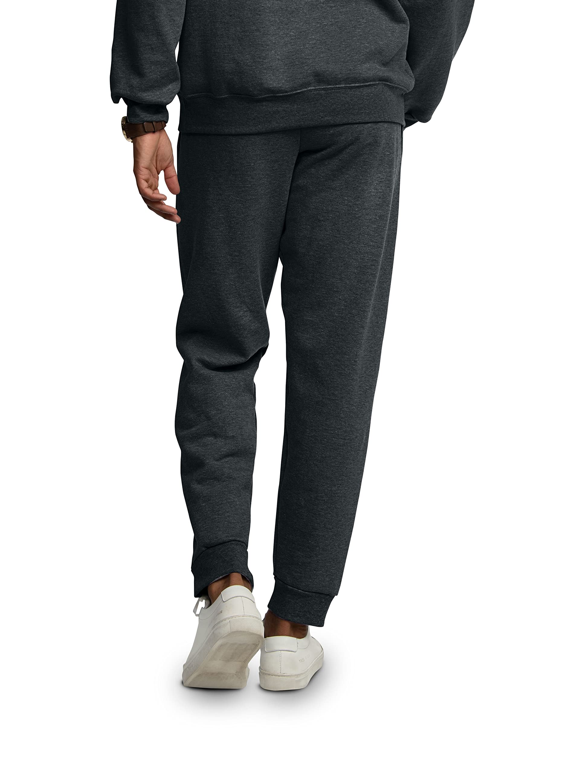 Fruit of the Loom Men's Eversoft Fleece Joggers, Moisture Wicking & Breathable, Sizes S-2X, Cotton Blend-Black Heather, XX-Large