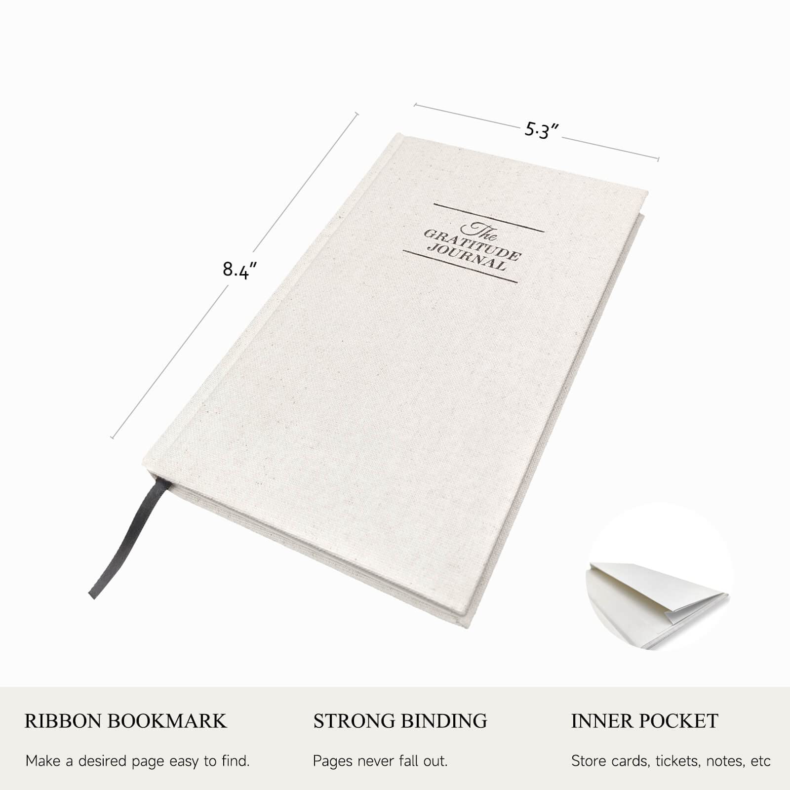 The Gratitude Journal : 5 Minute Journal - Five Minutes a Day for More Happiness, Optimism, Affirmation & Reflection - An Effective Five Minute Guide, Undated daily journal for Women & Men (Beige)