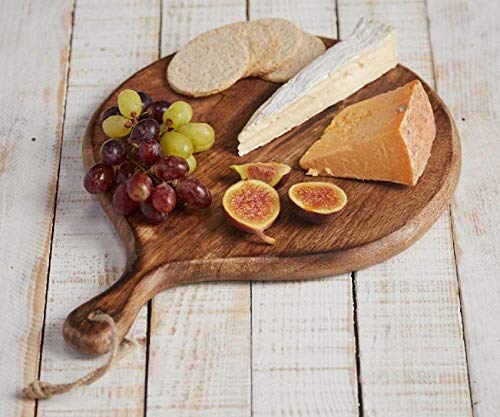 Indischdecor Indian Pure Wood Round Cutting/Chopping Serving Board Pizza Platter for Kitchen (Pack of 1)