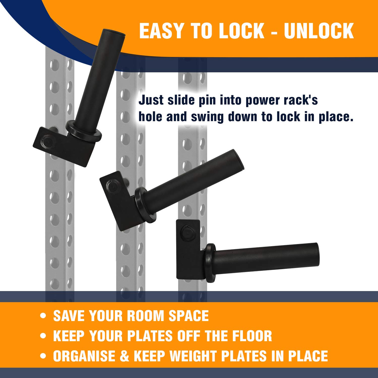 Yes4All Power Rack J-Hooks 2x2 + Weight Holder Attachment 2x2