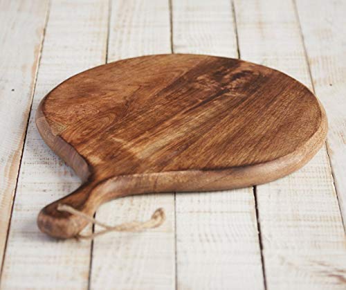Indischdecor Indian Pure Wood Round Cutting/Chopping Serving Board Pizza Platter for Kitchen (Pack of 1)