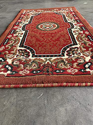 YHSF Traditional Floral Design Area Rug (Red, 2 Feet x 3 Feet 4 Inches)