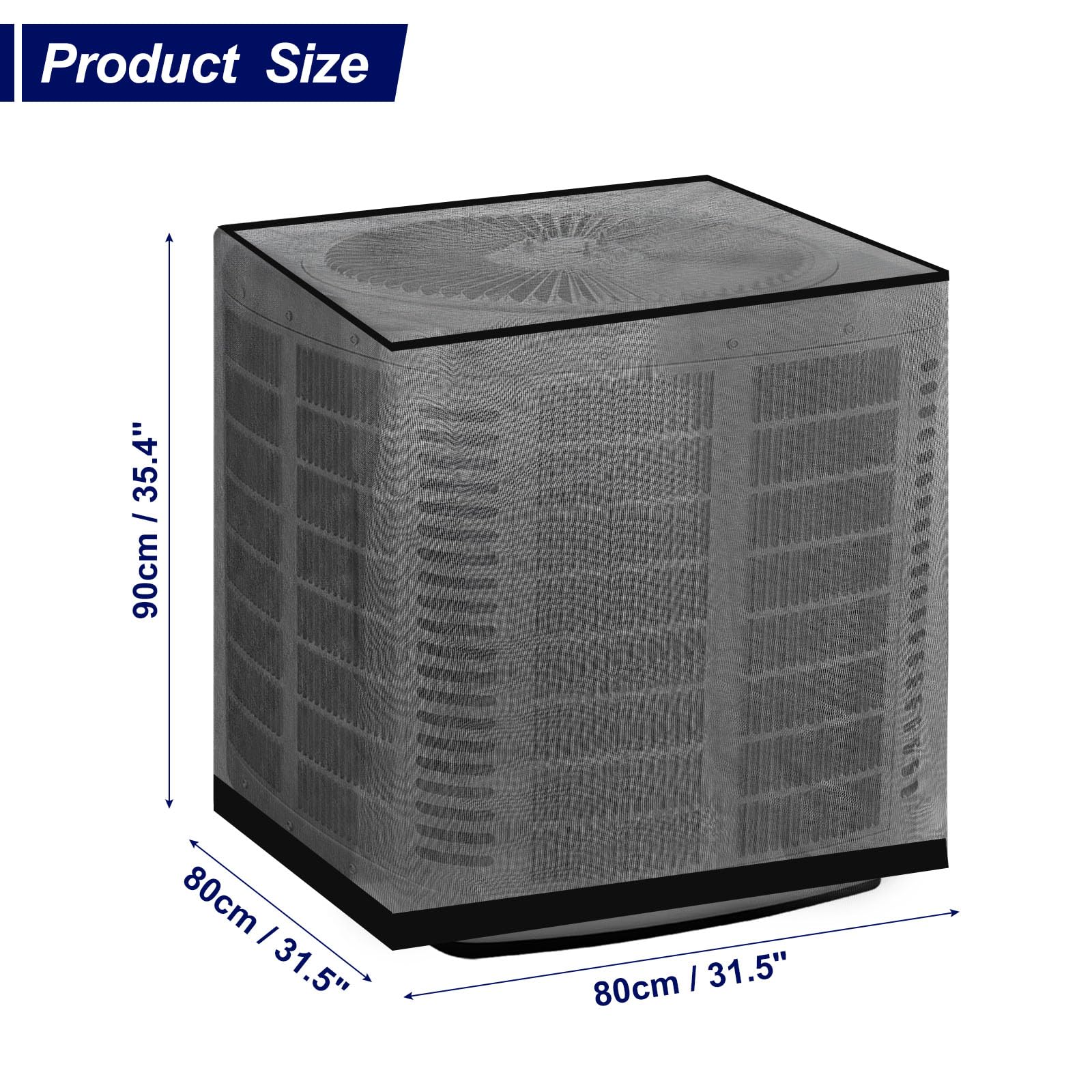 PATIKIL Air Conditioner Cover, 31.5x31.5x35.4 Outdoor AC Unit Mesh Covers Central AC Cover for Outside Unit Protect from Leaves Clogging Branch Cotton, Black