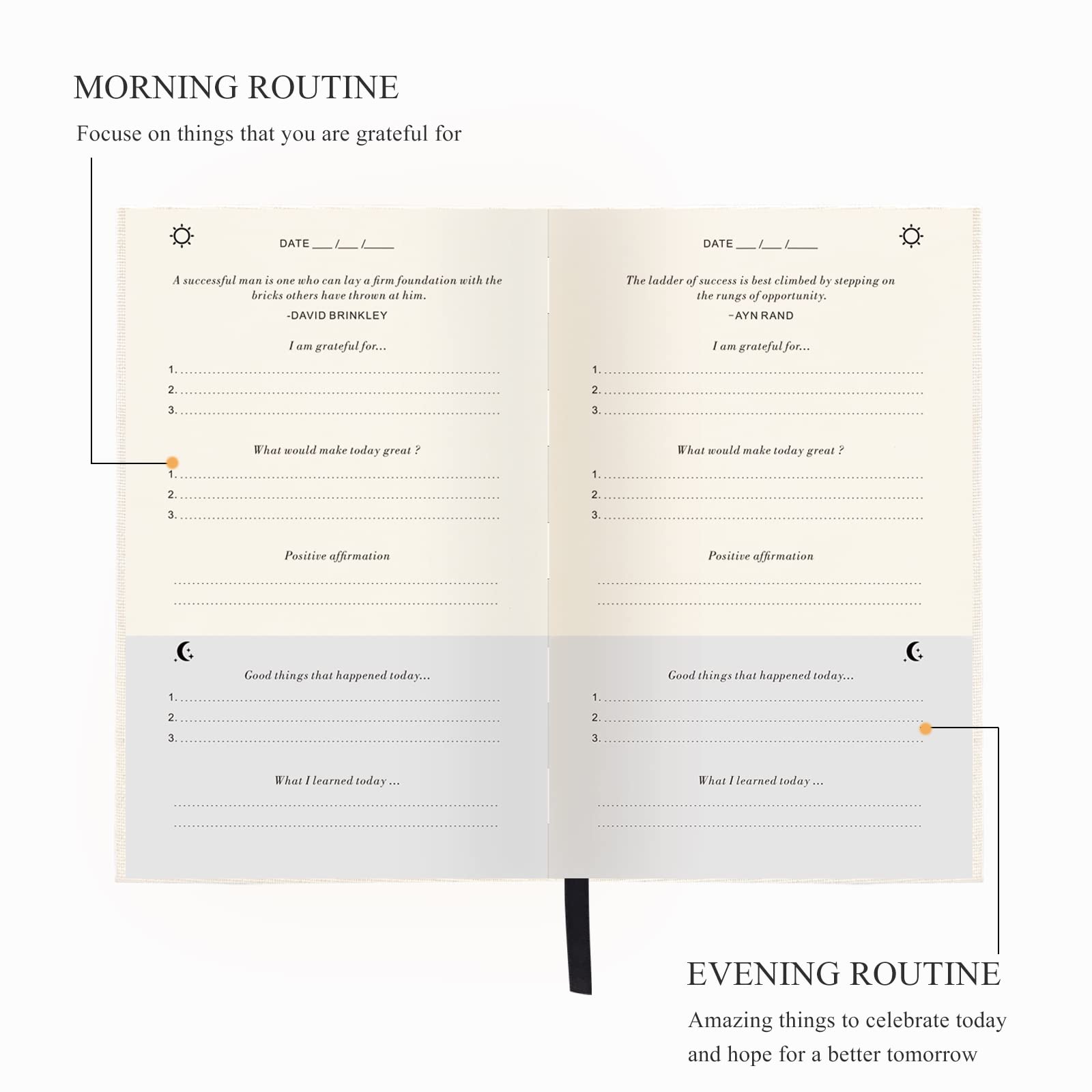 The Gratitude Journal : 5 Minute Journal - Five Minutes a Day for More Happiness, Optimism, Affirmation & Reflection - An Effective Five Minute Guide, Undated daily journal for Women & Men (Beige)