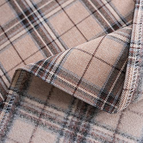 Neelvin Rustic Rectangle Plaid Thick Tablecloth Cotton Linen Table Linens Tablecloths Waterproof Wrinkle Free Table Cover for Kitchen Dinning,55"x87",6-8 Seats