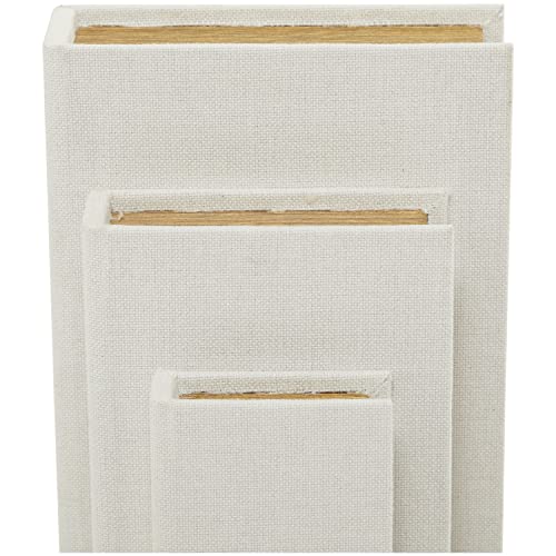 Deco 79 Modern Linen Rectangle Box, Set of 3 12", 9", 6"H, White