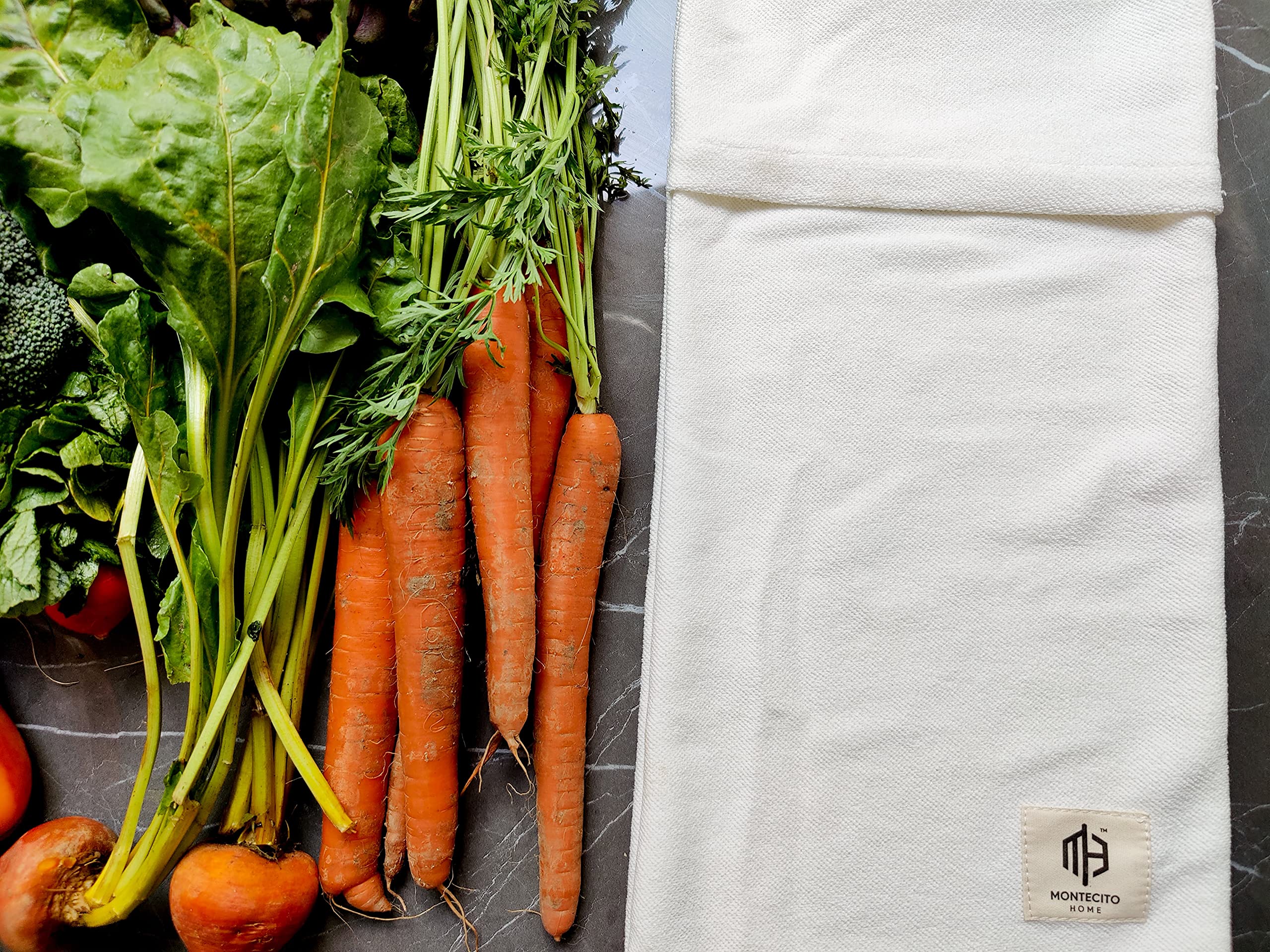 Organic Cotton Vegetable Crisper Bag - Variety Set of 3 - Simply Wet & Keep Your Veggies Fresher, Longer in Refrigerator!
