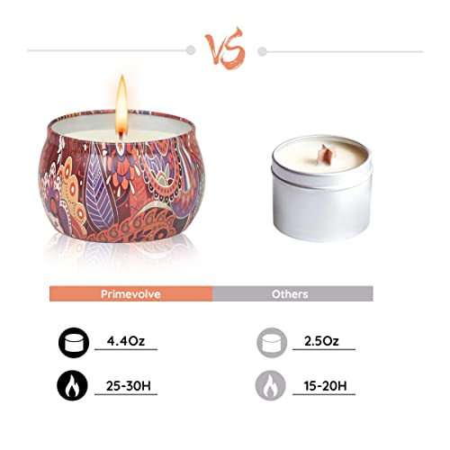 Scented Candles Gifts for Women, Primevolve Home Scented Aromatherapy Candles Set, Strongly Fragrance Essential Oils for Stress Relief, Jar Candles, 100% Soy Wax, 4x4.4oz