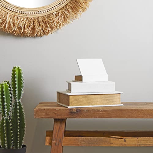 Deco 79 Modern Linen Rectangle Box, Set of 3 12", 9", 6"H, White
