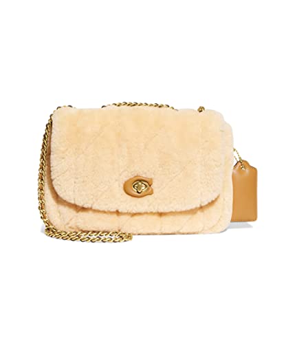 COACH Shearling Quilted Pillow Madison Shoulder Bag Natural One Size