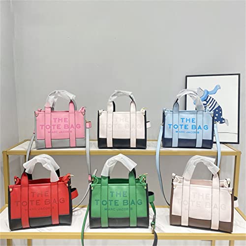 2023 Large Capacity Tote Bag Women's Bag Color Blocking Tote Bag Handheld One Shoulder Messenger Letter Bag (A)