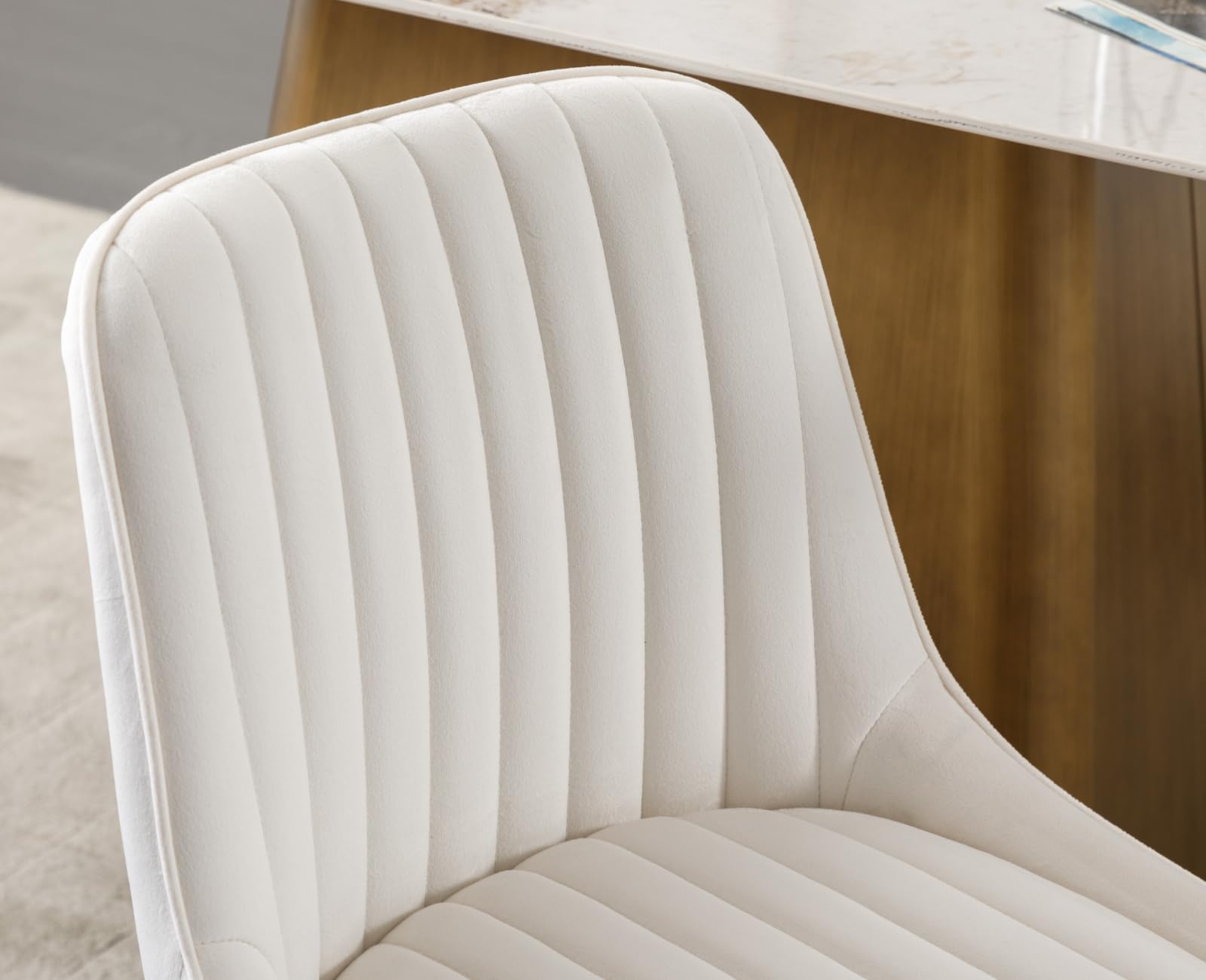 EALSON Velvet Upholstered Dining Chairs Set of 2 Modern Accent Dining Room Chairs with Gold Metal Base Comfy Padded Kitchen Chairs Armless Side Chairs for Kitchen Dining Room, Cream