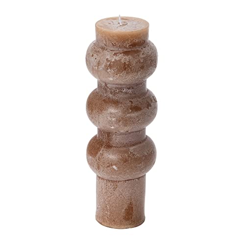 Creative Co-Op Unscented Totem Pillar, Cappuccino Candles, 3" L x 3" W x 9" H, Brown