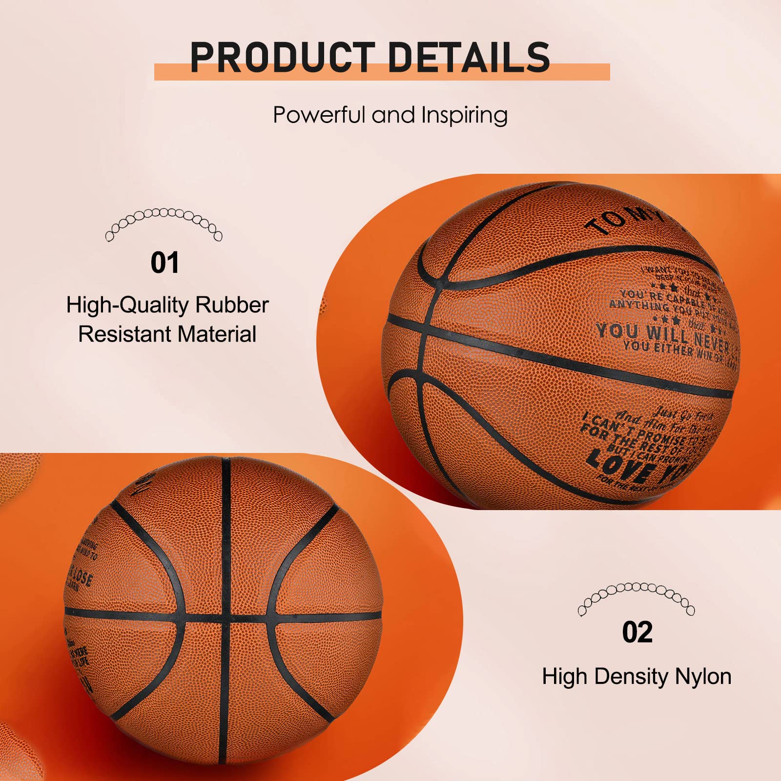 CaleesLLC to My Son 29.5 Inch Basketball Engraved You Will Never Lose Encouragement Gift for Graduation Birthday