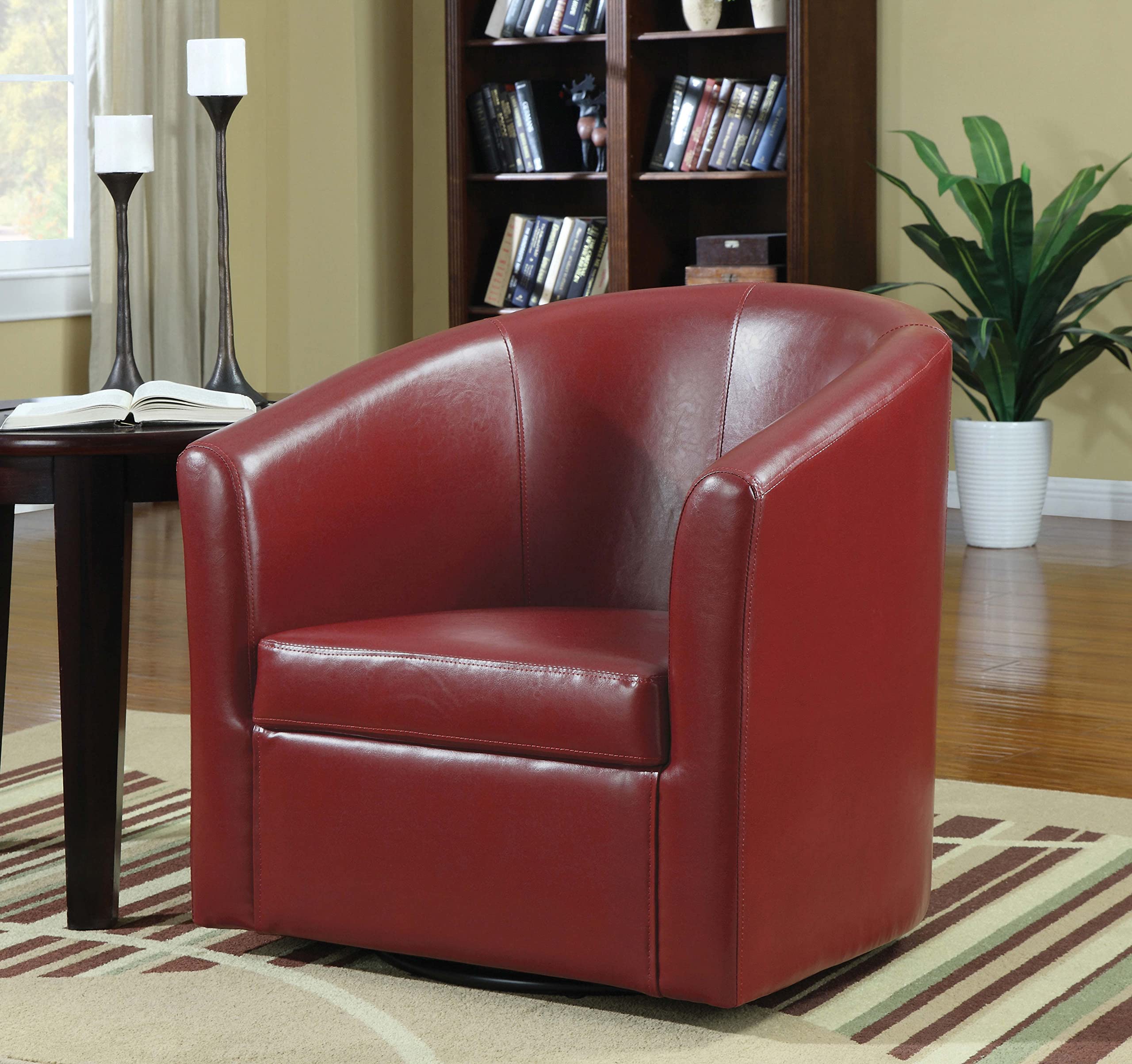 Coaster Home Furnishings Turner Upholstery Sloped Arm Accent Swivel Chair Red