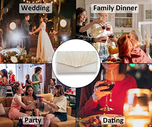 Vtitaxy Large Clutch Evening Bag Purses for Women Wedding, Satin Sparkling Envelope Handbags Formal Bridal Prom Foldover Bag