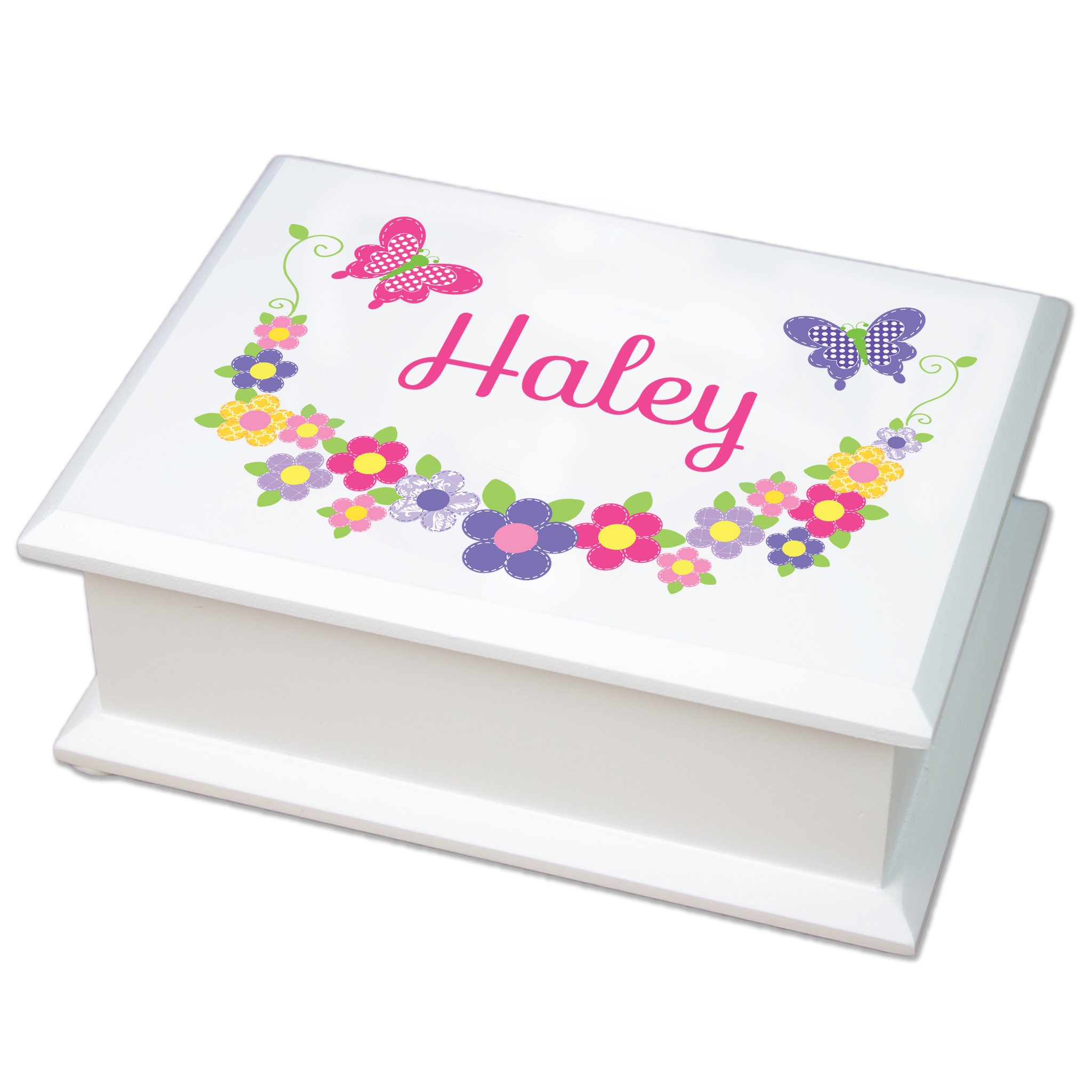 My Bambino Personalized Butterfly Garland Lift Top Jewelry Box