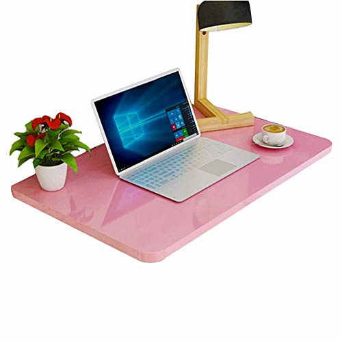 PIBM Stylish Simplicity Shelf Wall Mounted Floating Rack Shelves Foldable Computer Desk Simple Stable Save Space Bearing Strong,12 Sizes,5 Colors, Pink , 60x50cm