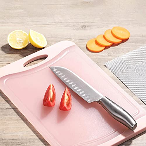 WHLONG Chopping Board-Plastic Chopping Board- for Kitchen with Juice Grooves, Non-Porous Easy to Grip Cutting Boards ( Color : Pink )