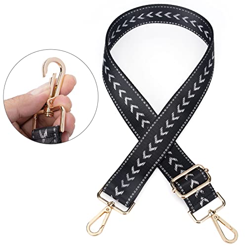 HKCLUF Women Bags Shoulder Strap Wide Purse Strap Adjustable Replacement Straps for Handbags Crossbody Bucket Shoulder Bag Replacement Belt(Black)