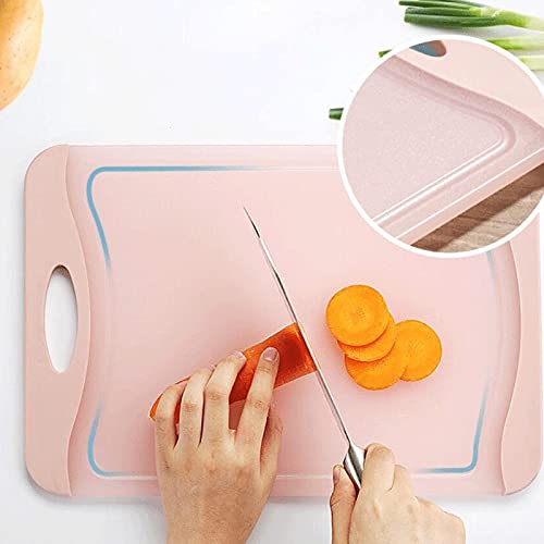 WHLONG Chopping Board-Plastic Chopping Board- for Kitchen with Juice Grooves, Non-Porous Easy to Grip Cutting Boards ( Color : Pink )