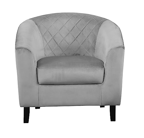 Urban Home Furniture Wesley Tub, Barrel, Accent Chair, Ottoman, Footrest, Grey