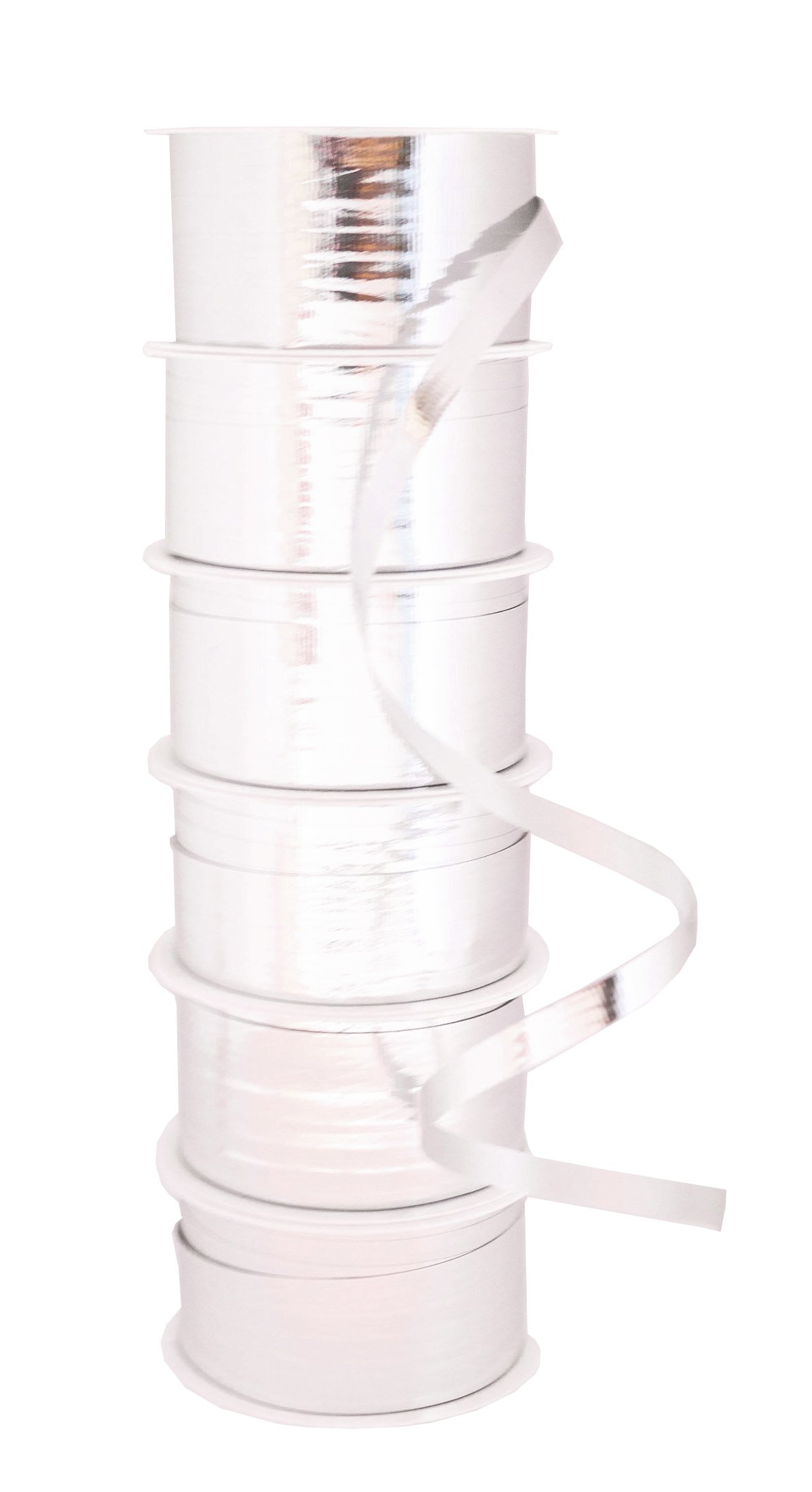 The Gift Wrap Company Solid Metallic Curling Ribbon, Pack of 6, Silver