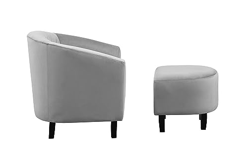 Urban Home Furniture Wesley Tub, Barrel, Accent Chair, Ottoman, Footrest, Grey