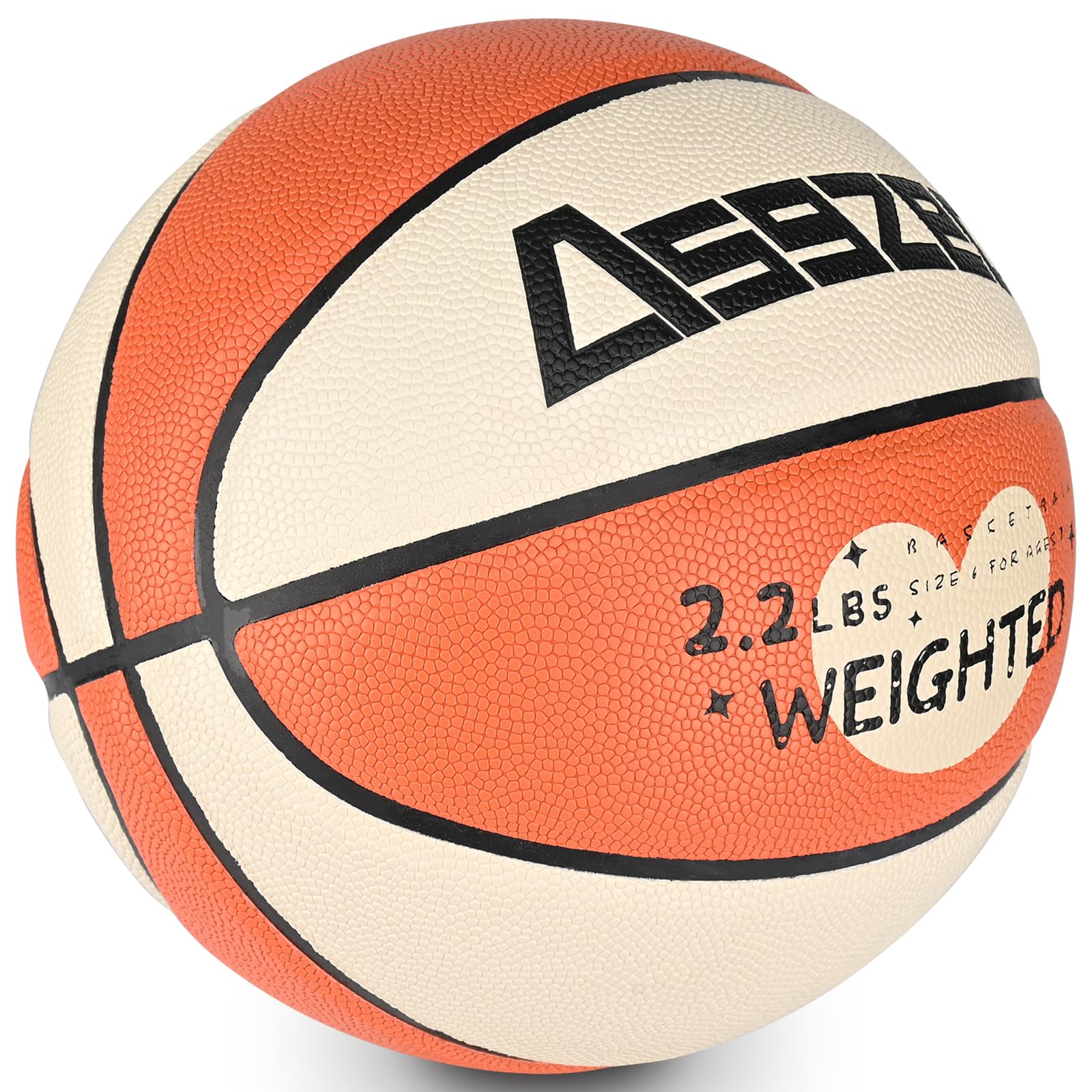 2.2LBS Weighted Heavy Basketball Size 6 Training Basketball 28.5" Training Equipment Moisture Absorbing Leather In&Outdoor for Womens Youth Improving Basketball Passing Skill (Deflated,Without Pump)