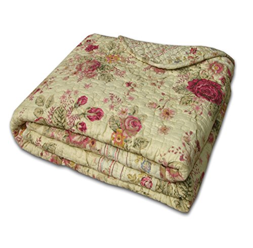 Greenland Home Antique Rose Throw Blanket, Full, Ecru & Blooming Prairie Throw Blanket, Full, Multi