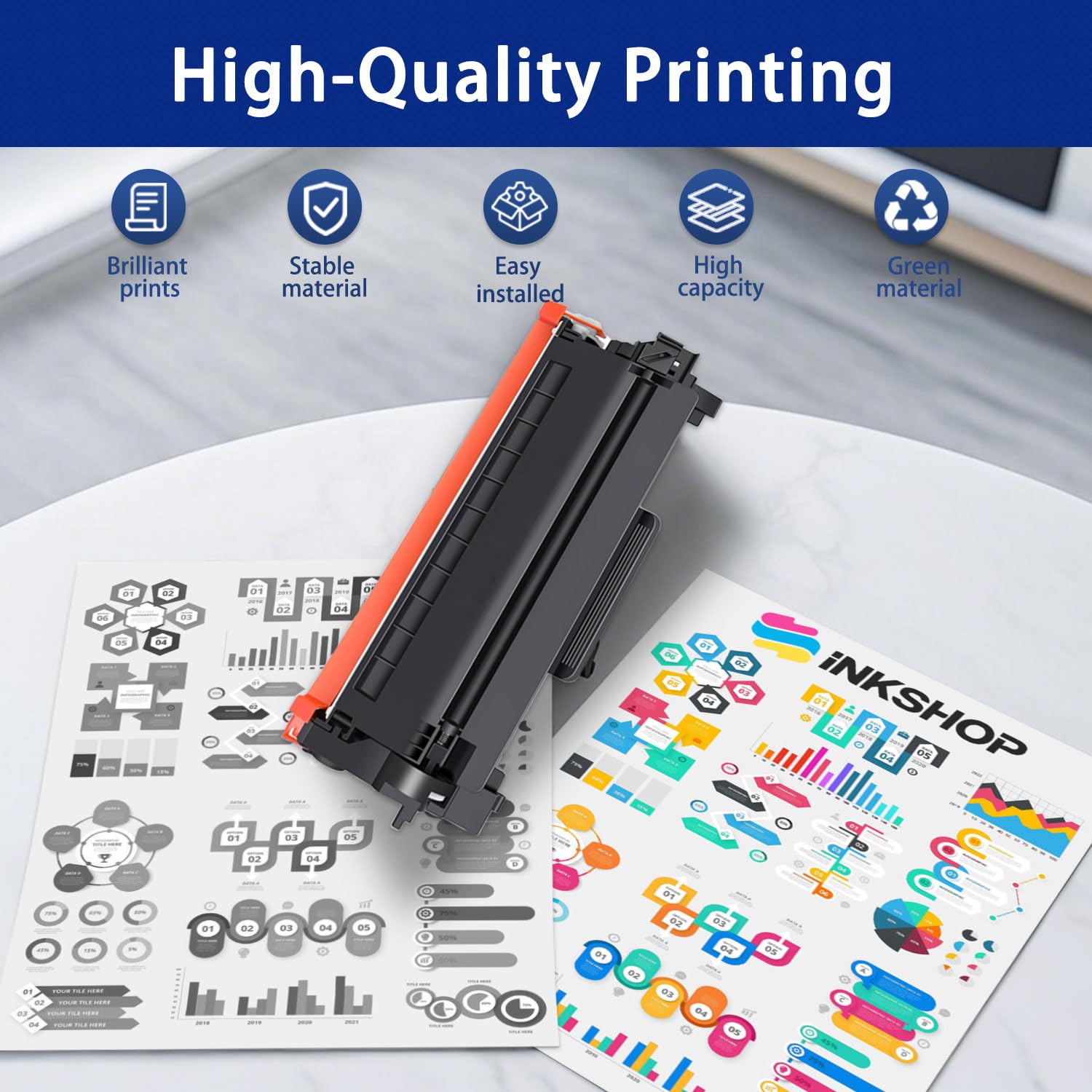 TN760 Compatible TN-760 Black High Yield Toner Cartridge Replacement for Brother TN-760 DCP-L2550DW MFC-L2710DW HL-L2350DW HL-L2370DW HL-L2390DW Toner.(2 Pack)