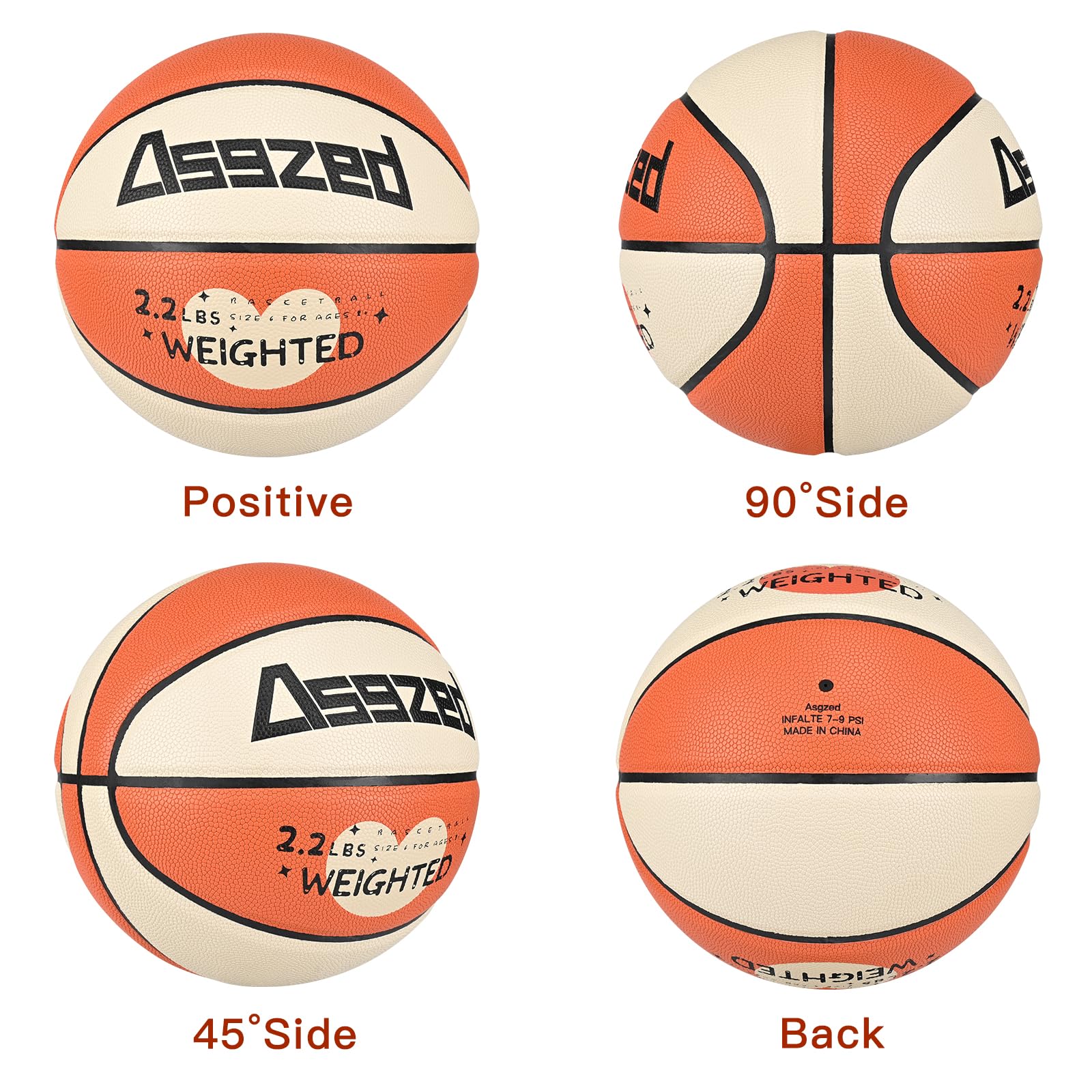 2.2LBS Weighted Heavy Basketball Size 6 Training Basketball 28.5" Training Equipment Moisture Absorbing Leather In&Outdoor for Womens Youth Improving Basketball Passing Skill (Deflated,Without Pump)