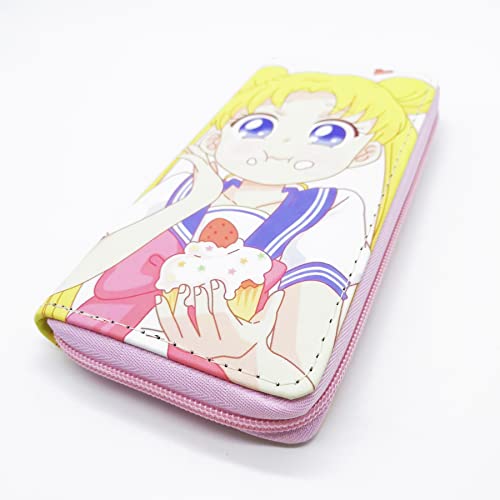 Anime Wallet Leather Cartoon Wallet Cute Purse Men Women Wallet Girls Wallet (Moon Wallet B)¡