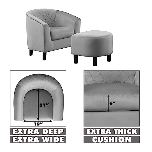 Urban Home Furniture Wesley Tub, Barrel, Accent Chair, Ottoman, Footrest, Grey