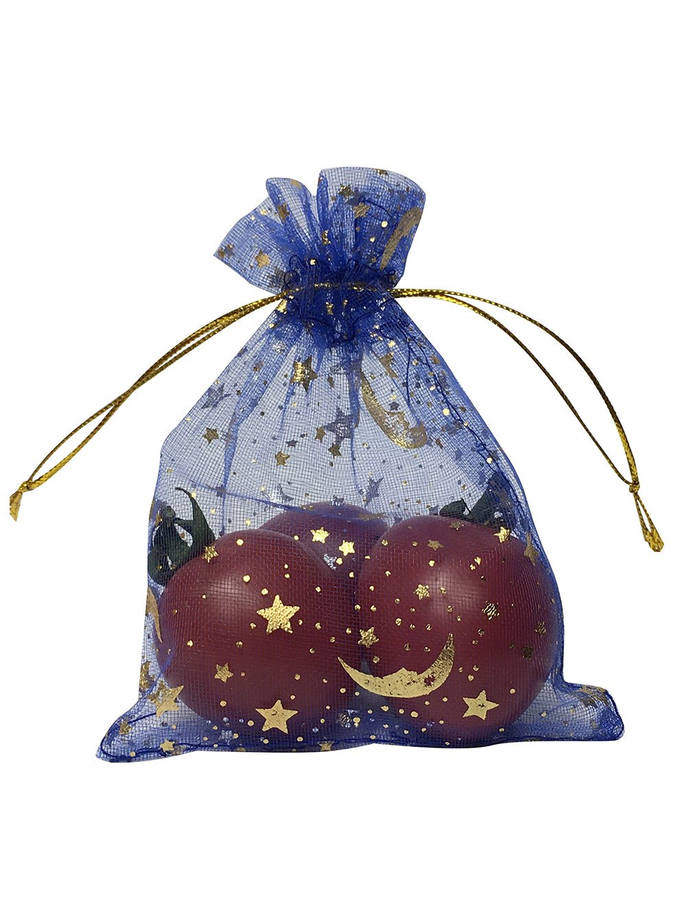 SUNGULF 100Pcs Sheer Organza Drawstring Pouches Stars and Moon Wedding Party Favor Jewelry Candy Gift Bags (3x4 inch, Blue)