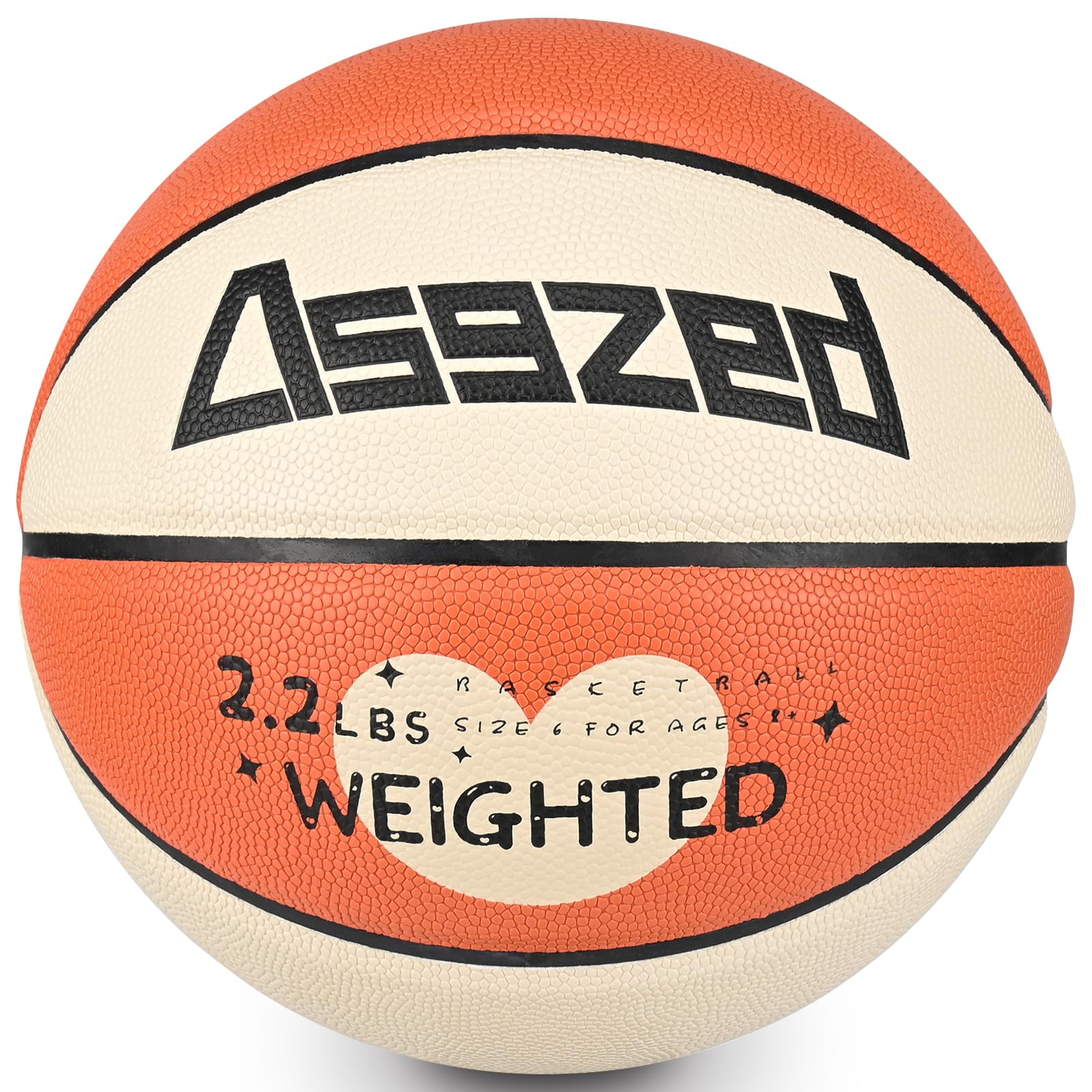 2.2LBS Weighted Heavy Basketball Size 6 Training Basketball 28.5" Training Equipment Moisture Absorbing Leather In&Outdoor for Womens Youth Improving Basketball Passing Skill (Deflated,Without Pump)