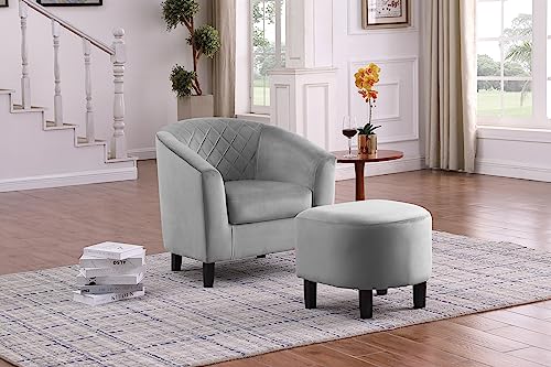 Urban Home Furniture Wesley Tub, Barrel, Accent Chair, Ottoman, Footrest, Grey