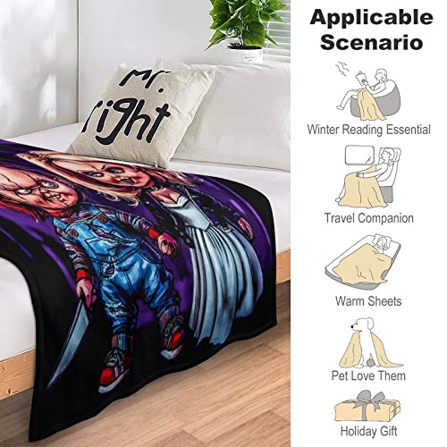 Chucky Flannel Blanket Air Conditioner Blanket Horror Movie Lightweight Soft Throw Blanket for Couch Bed Sofa 50"x60"