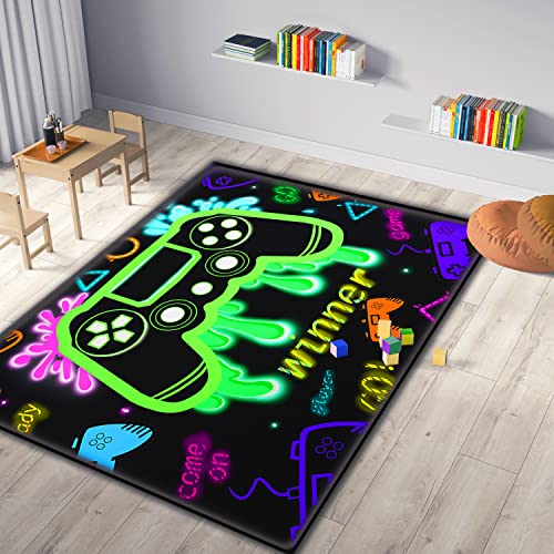 Game Controller Gaming Area Rug for Gamer, Boy & Teen. Cool Carpet for Bedroom,Soft & Non Slip Skid, Printed Large Indoor & Outdooe Floor Mat 60" x 39"