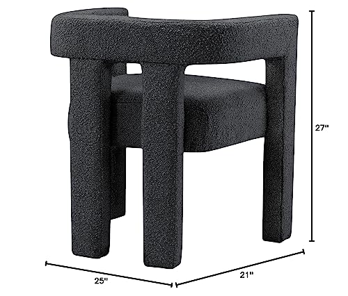 Meridian Furniture Athena Collection Modern | Contemporary Boucle Fabric Upholstered Accent | Dining Chair, 25" W x 21" D x 27" H, Black