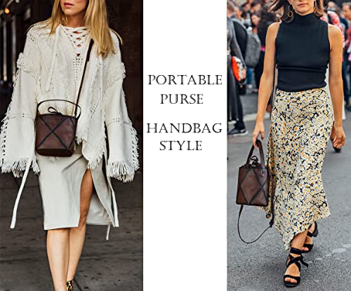 Crossbody Bag for Women Leather Handbag Shoulder Bag Vintage Top Handle Tote Purses (Coffee)
