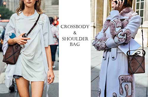 Crossbody Bag for Women Leather Handbag Shoulder Bag Vintage Top Handle Tote Purses (Coffee)